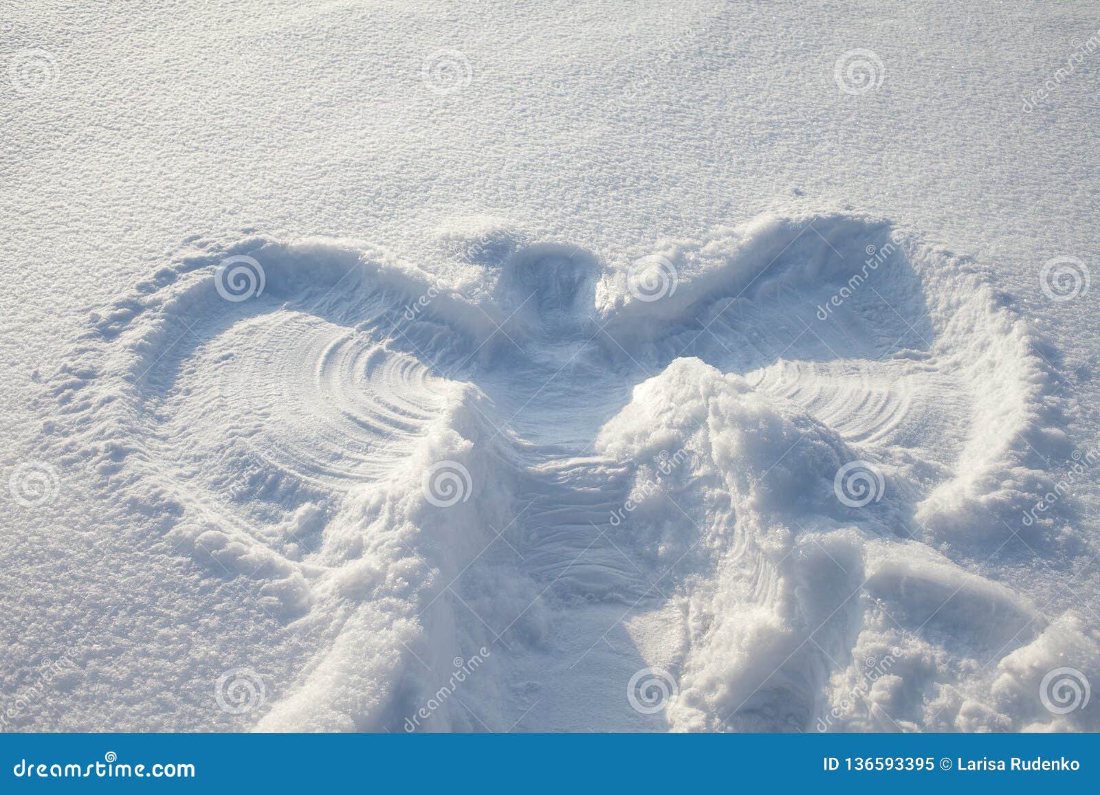 Big Snow Angel on White Pure Snow Stock Image - Image of happiness ...