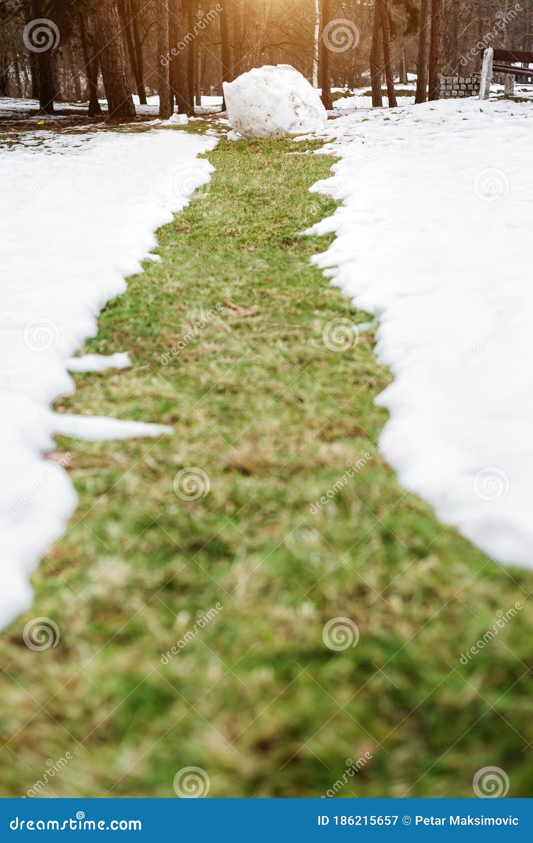 Big Snow Ball Rolling Track Stock Image - Image of north, snowman ...