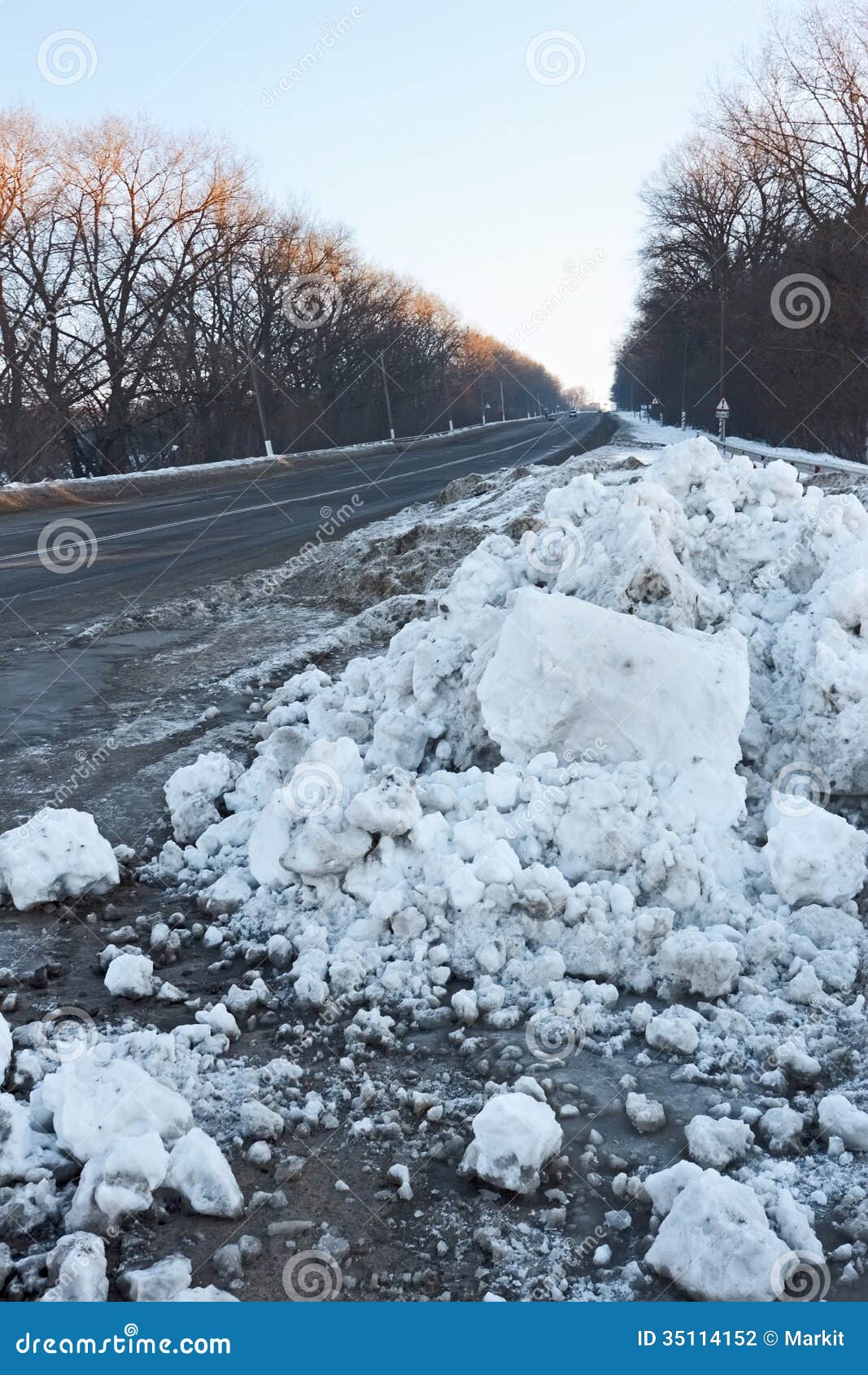 Big Snow Hummock on the Roadside Stock Photo - Image of accumulated ...