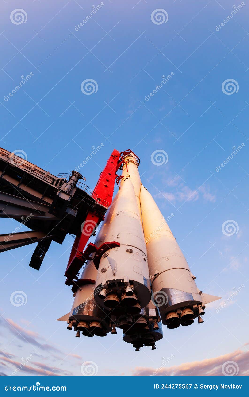 Big Space Rocket Hang on the Launchpad Stand Over Sky Stock Image ...
