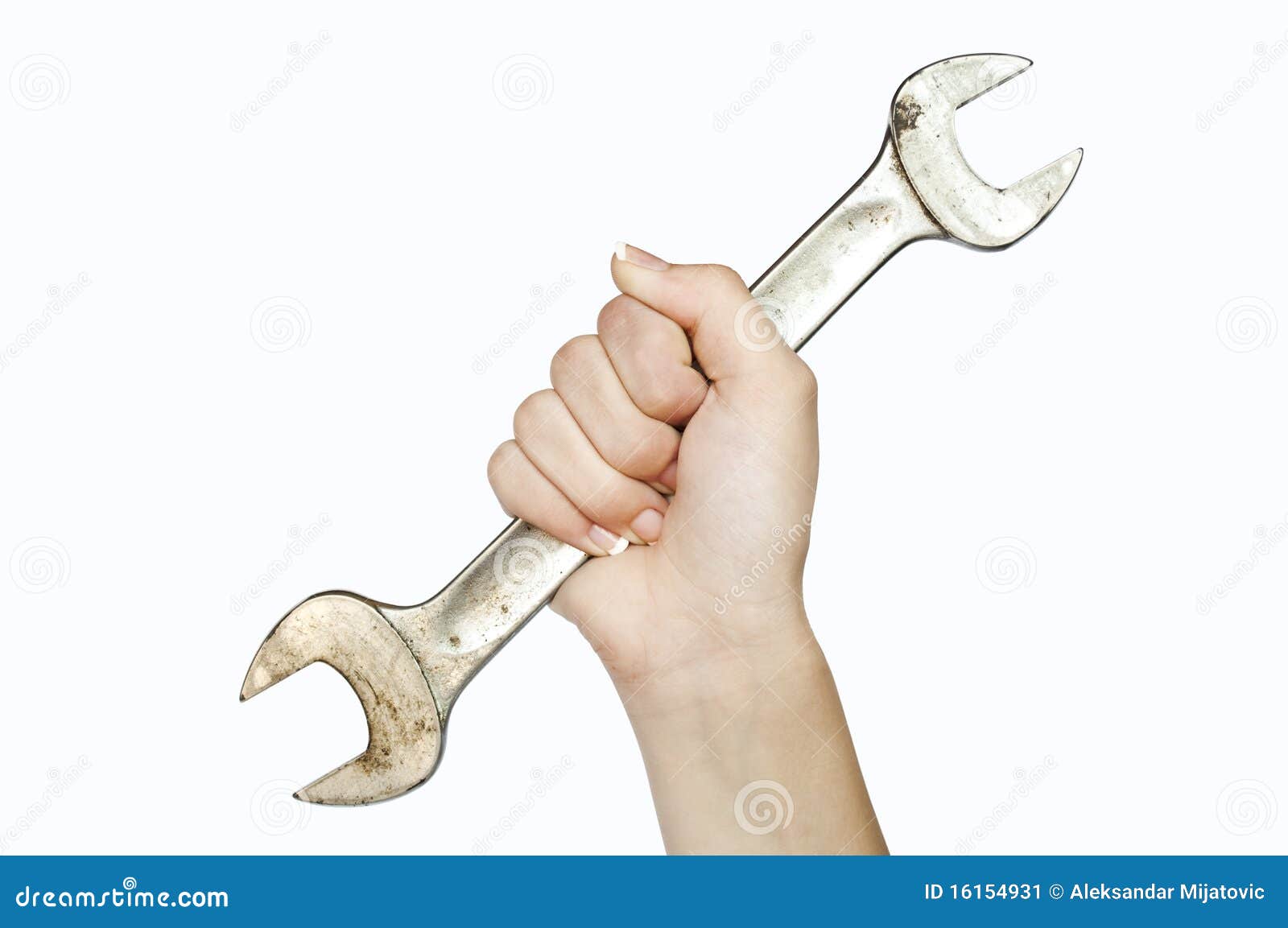 Big Spanner in Woman S Hand Stock Image - Image of manual, hand: 16154931