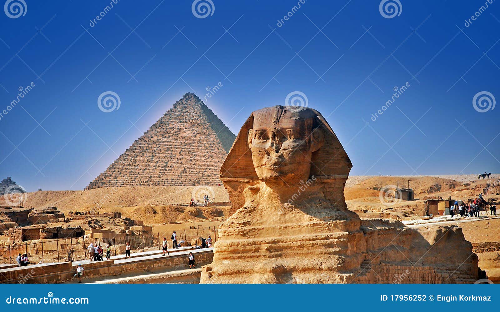 The Big Sphinx and Pyramids Stock Photo - Image of building ...