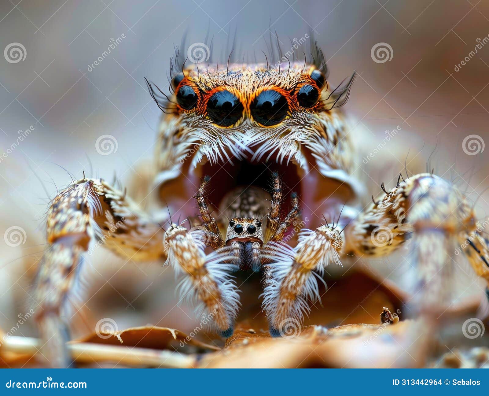 Big Spider Eating a Small Spider Stock Illustration - Illustration of ...