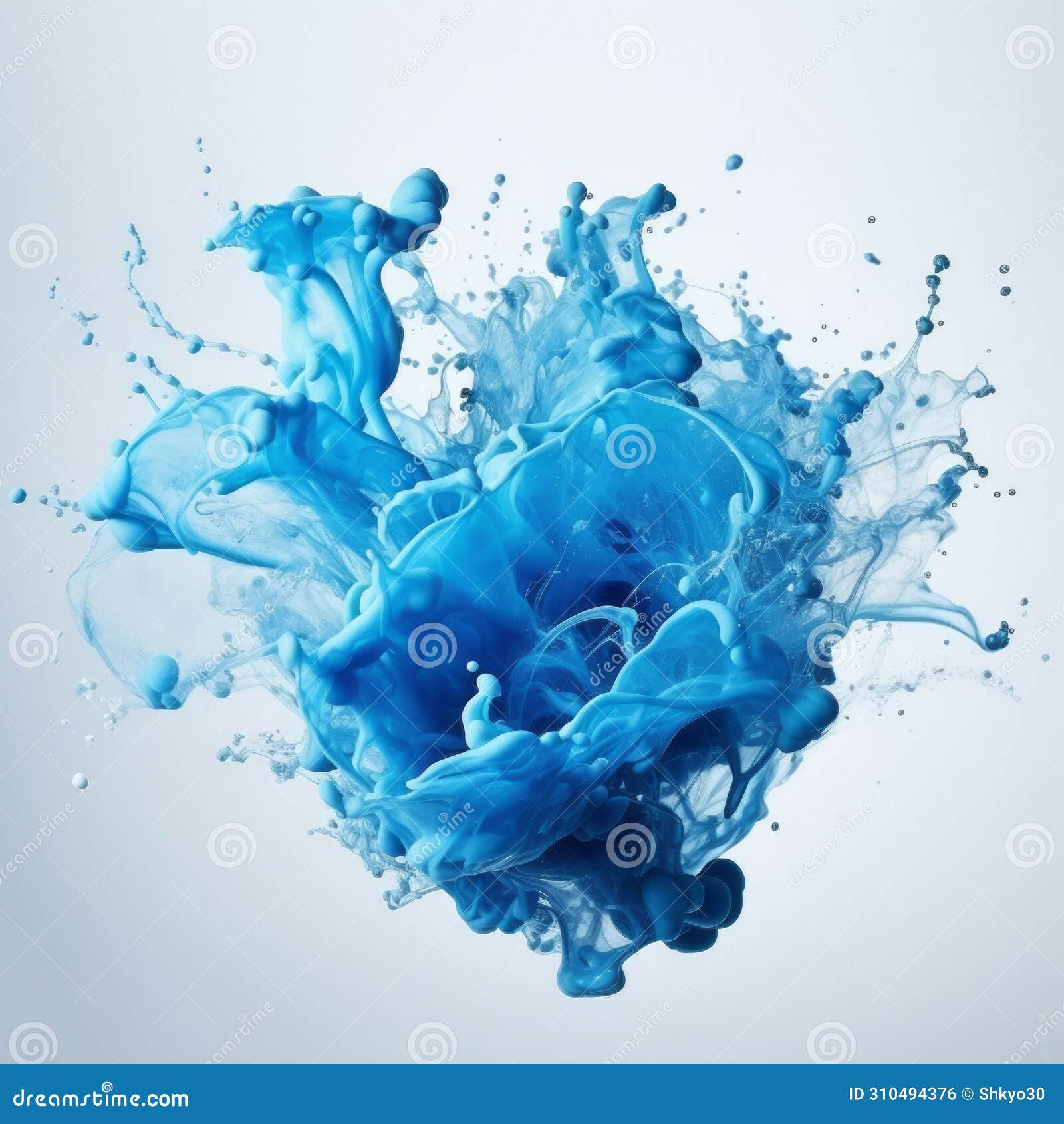 Big Splash of Shiny Blue Paint on a Clear Light Blue Background Stock ...