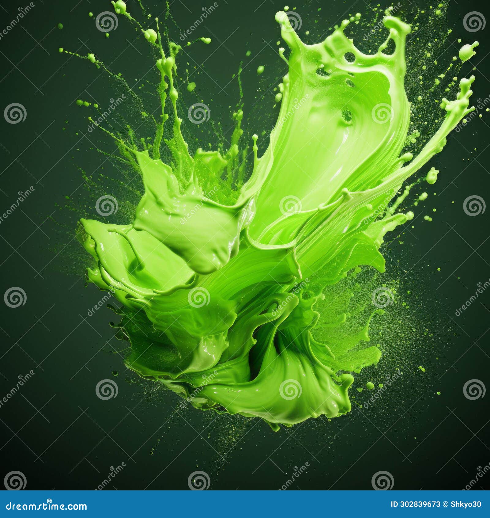 Big Splash of Shiny Light Green Paint with Lots of Tiny Drops Stock ...