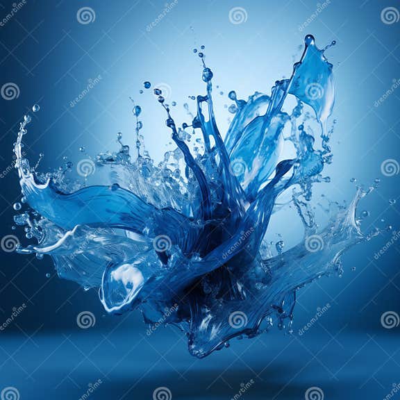 Big Splash of Shiny and Transparent Blue Liquid on a Blue Background ...