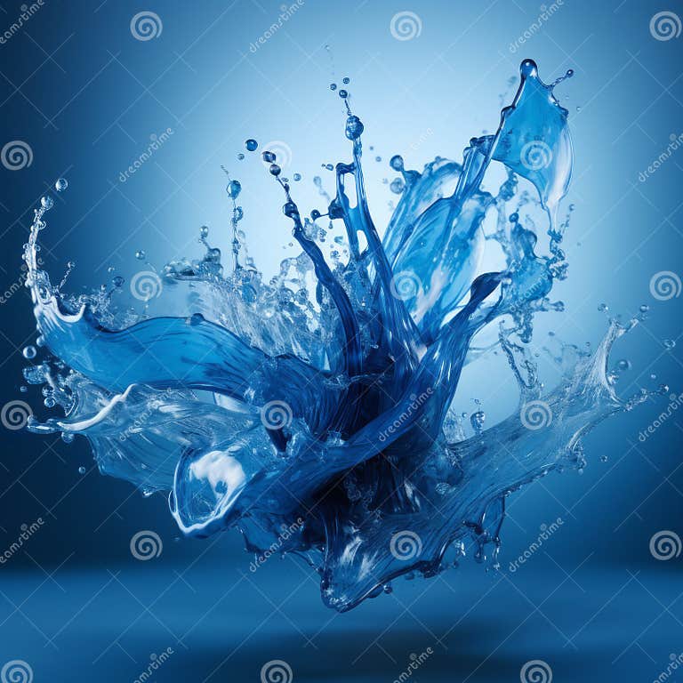 Big Splash of Shiny and Transparent Blue Liquid on a Blue Background ...