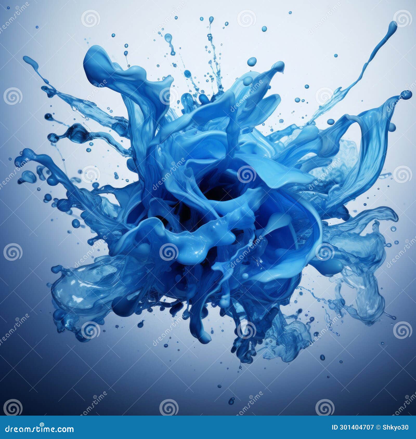 Big Splash of Shiny and Transparent Blue Paint on a Blue Background ...
