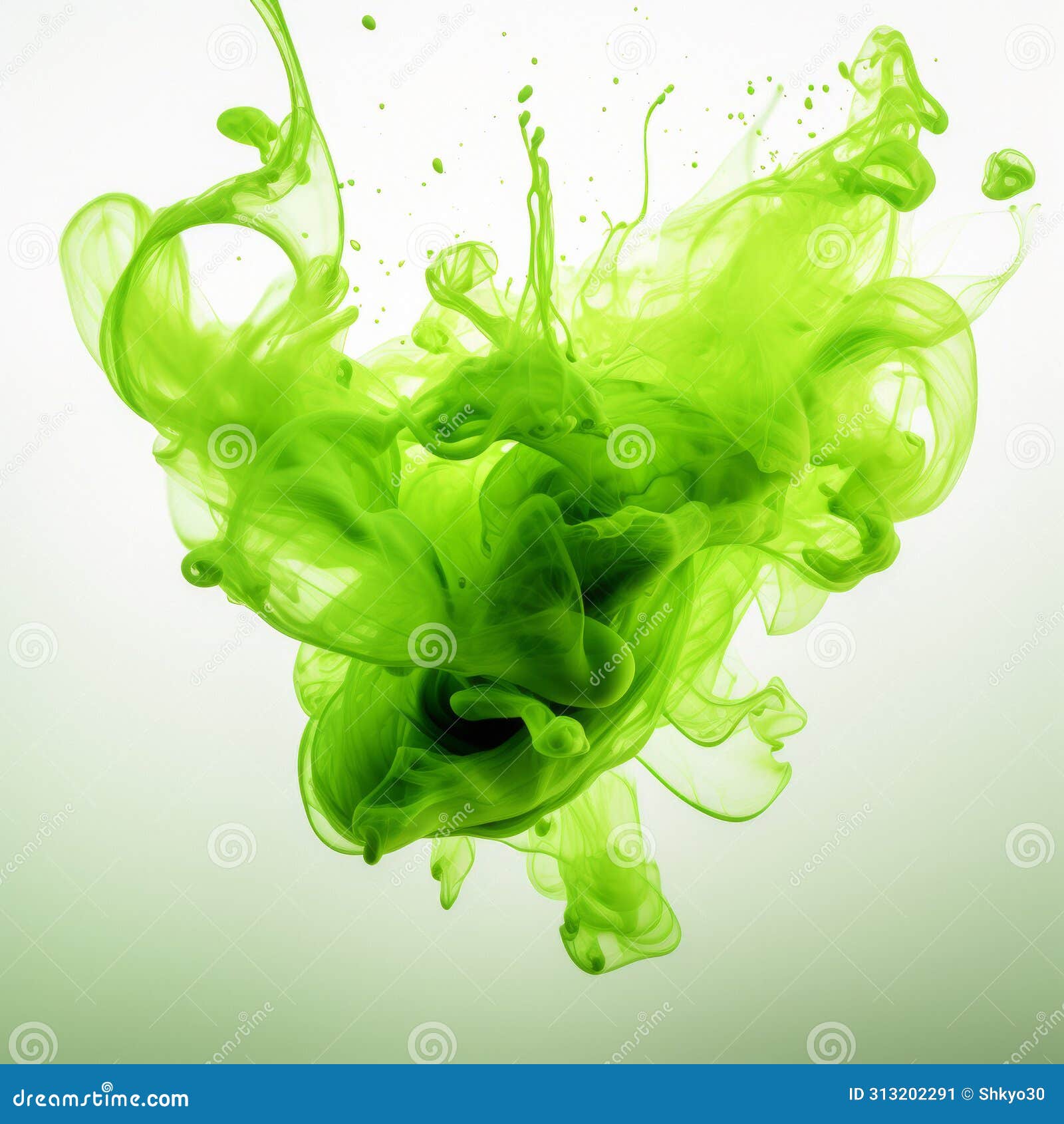 Big Splash of Soft Light Green Liquid with a Light Green To White ...