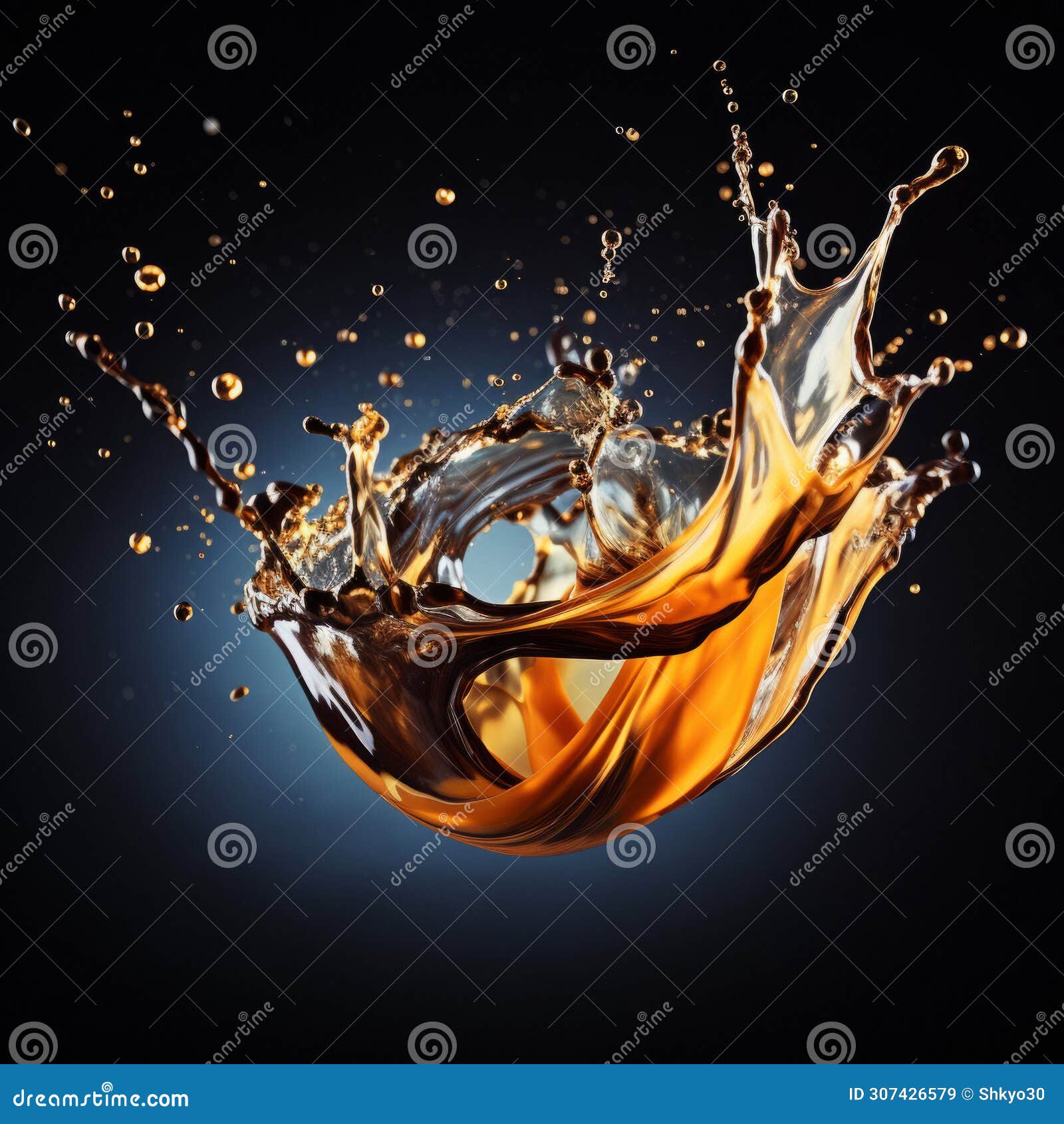 Big Splash Wave of Shiny Coffee Liquid with Many Drops and a Depth of ...