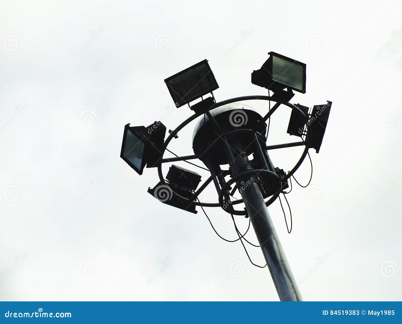 The Big Spotlight Post Under the Clear Blue Sky Stock Image - Image of ...