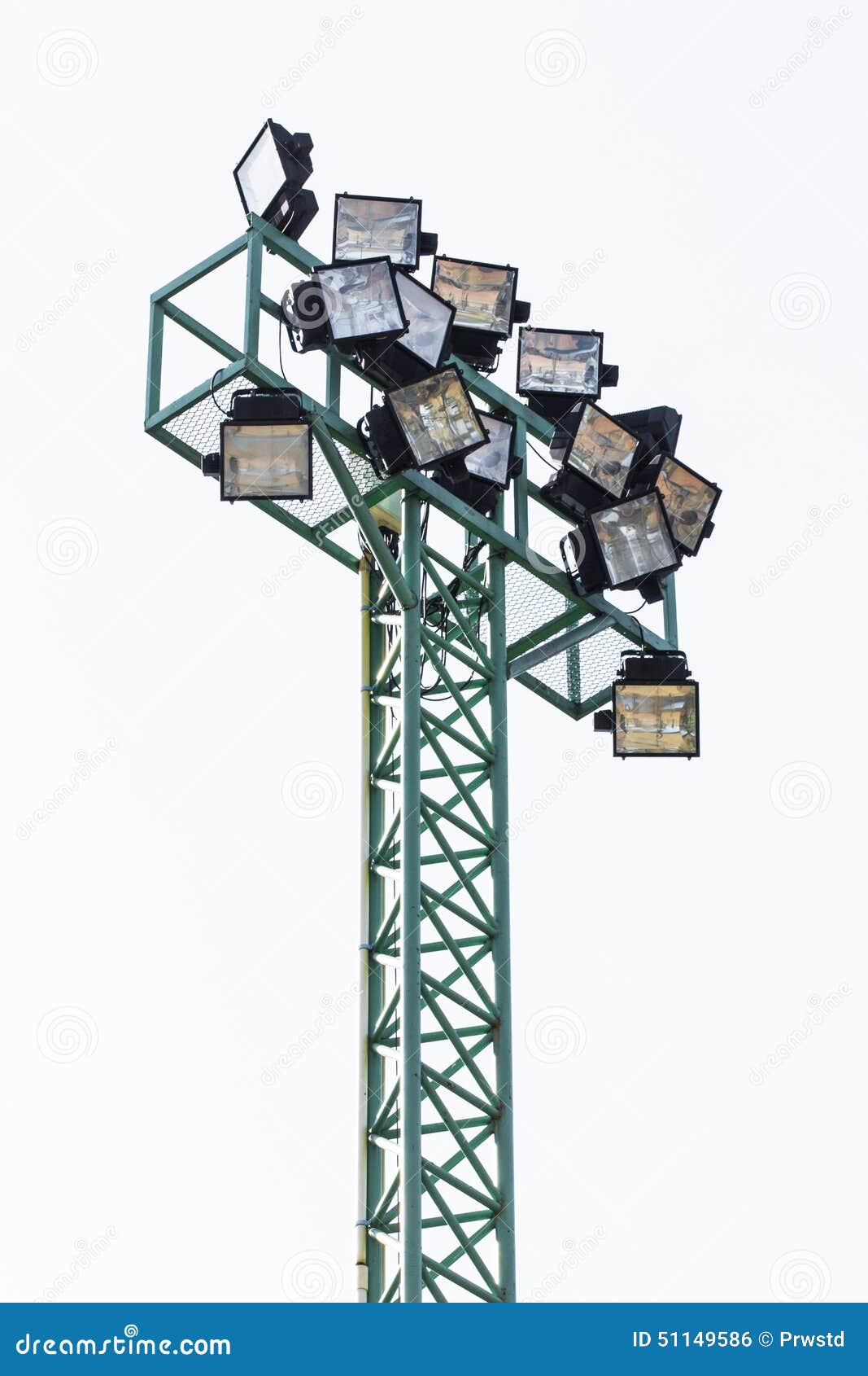 Big Spotlights Lighting Tower Isolated Stock Photo - Image of glowing ...