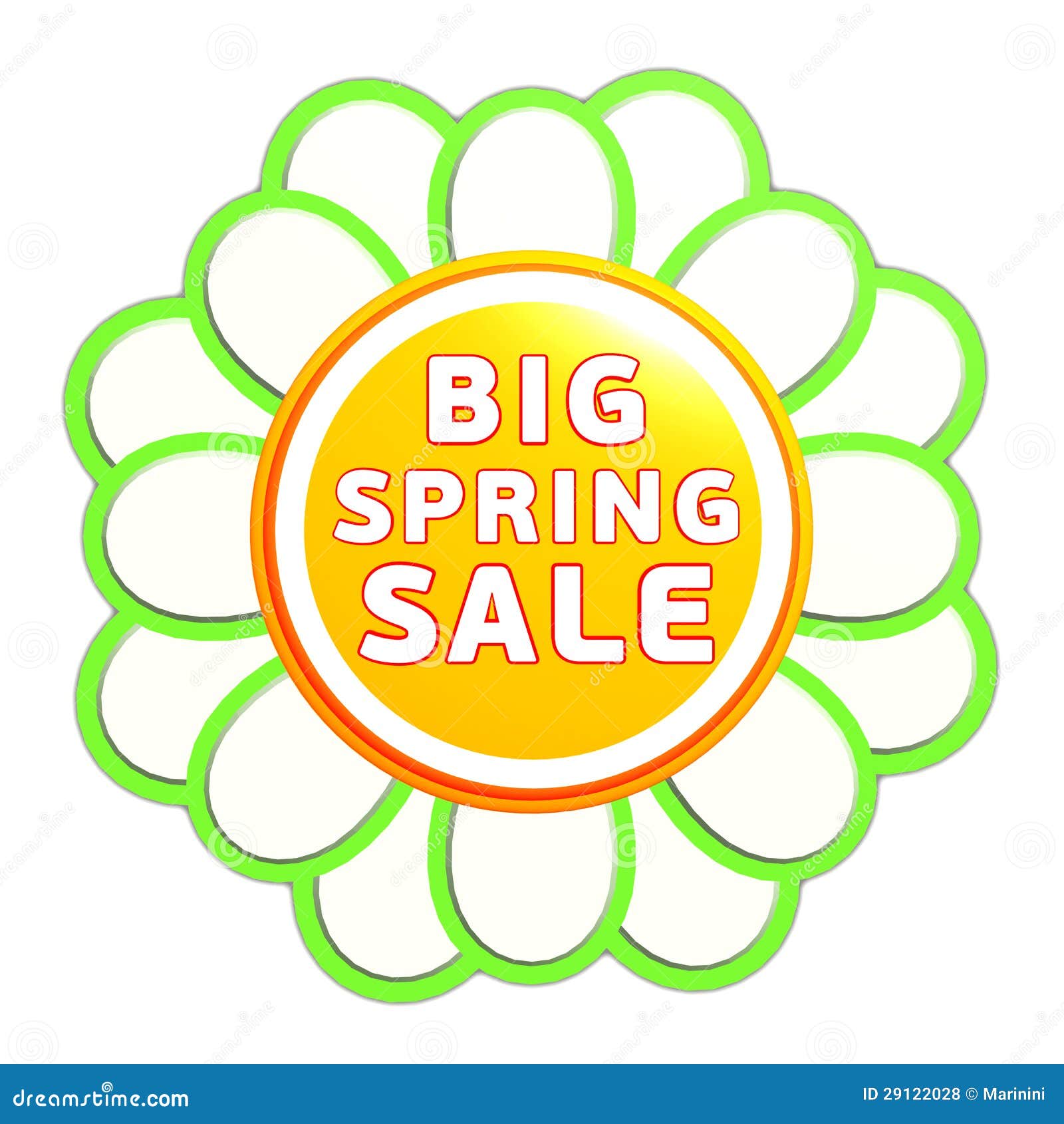Big Spring Sale Green Orange Flower Label Stock Illustration ...