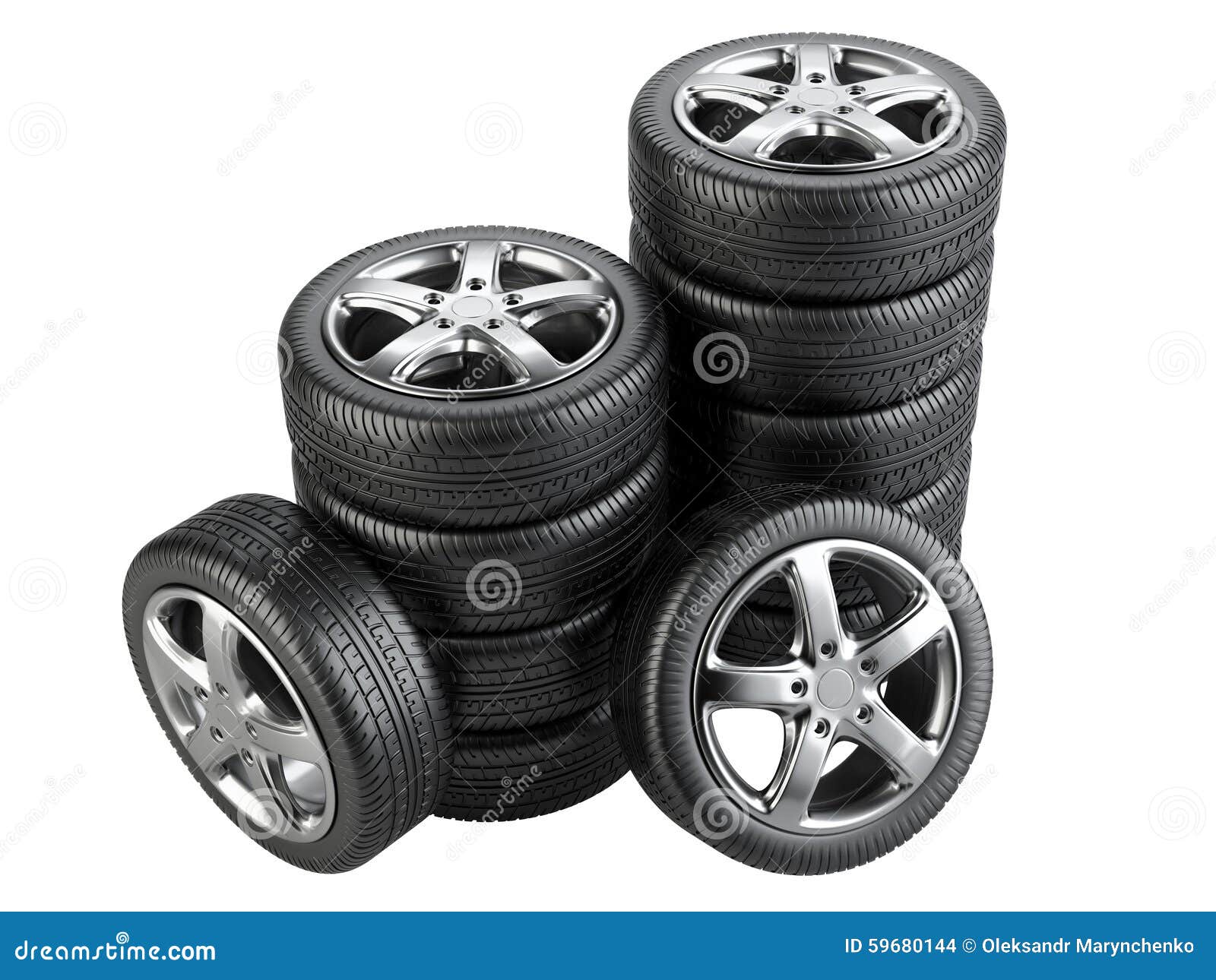 Big stack of car wheels stock illustration. Illustration of equipment ...