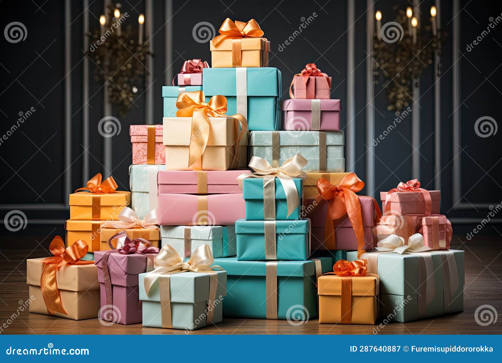 Big Stack of Colorful Christmas Presents Capturing the Magic of the ...