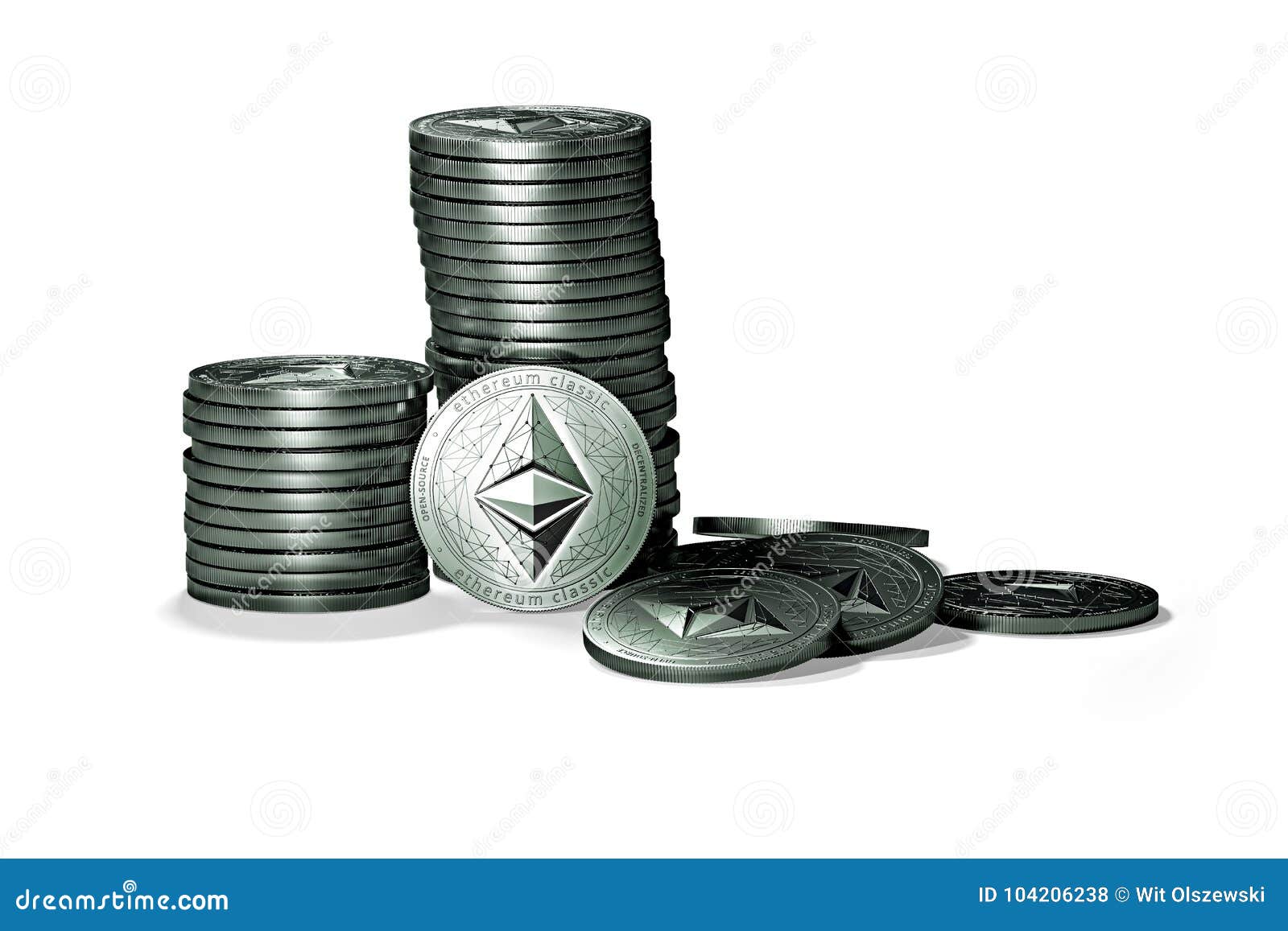 Big Stack of Ethereum Classic ETC Coins Isolated on White Background ...