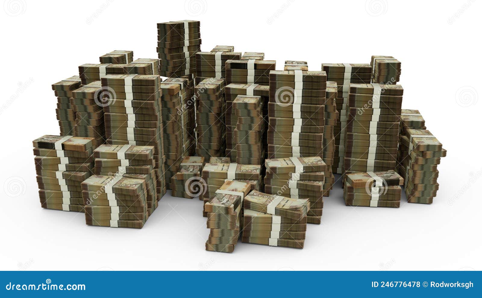 Big Stack of Kenyan Shilling Notes. a Lot of Money Isolated on White ...