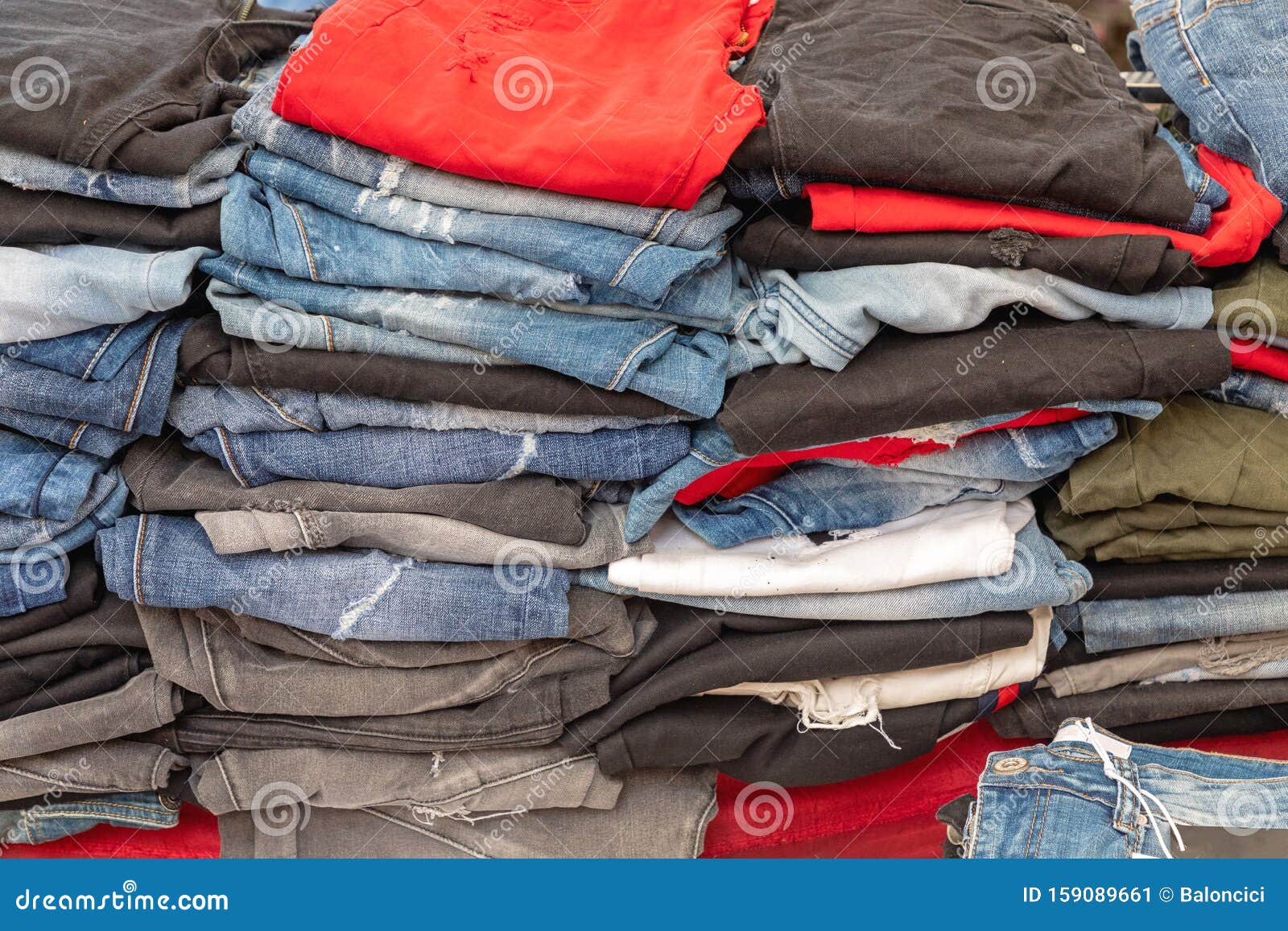 Stacked Jeans stock image. Image of clothing, stacked - 159089661