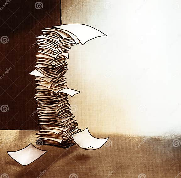 Big Stack of Paper Illustration Stock Illustration - Illustration of ...