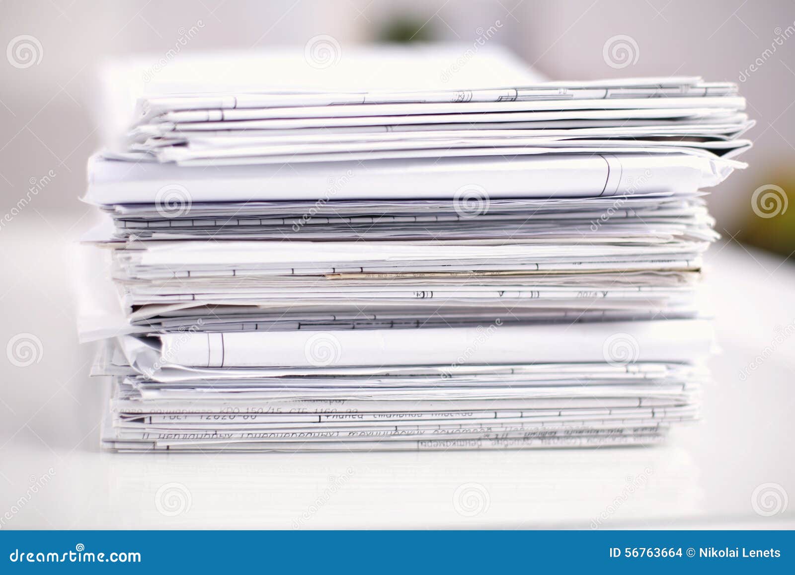 Big Stack of Papers ,documents on the Desk Stock Photo - Image of print ...