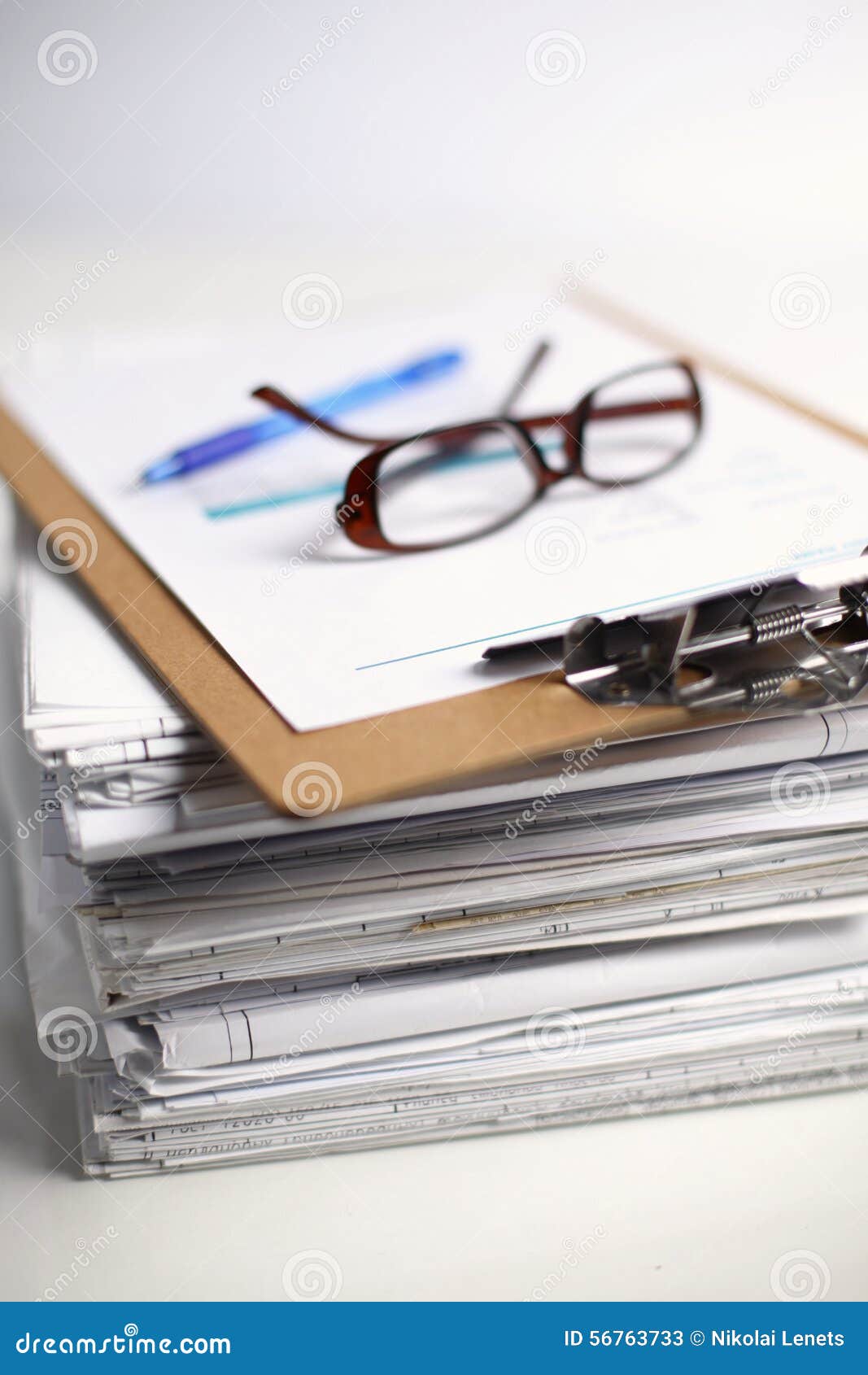 Big Stack of Papers ,documents on the Desk Stock Image - Image of desk ...