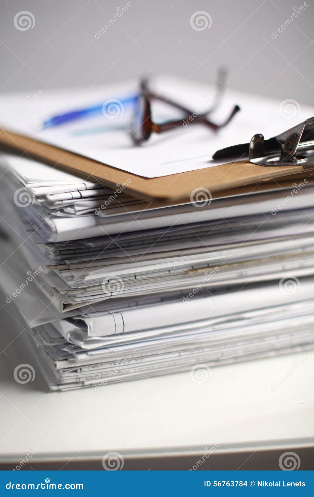 Big Stack of Papers ,documents on the Desk Stock Photo - Image of ...