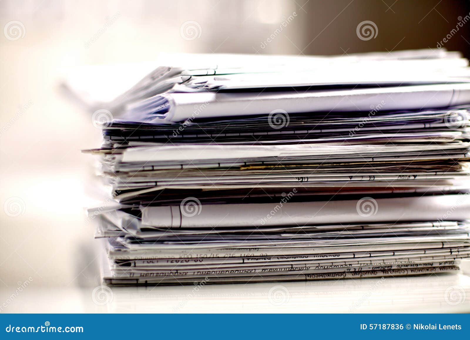 Big Stack of Papers ,documents on the Desk Stock Photo - Image of ...