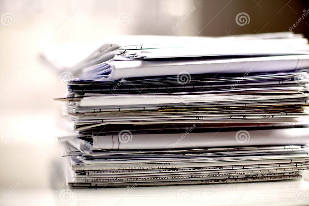 Big Stack of Papers ,documents on the Desk Stock Photo - Image of ...