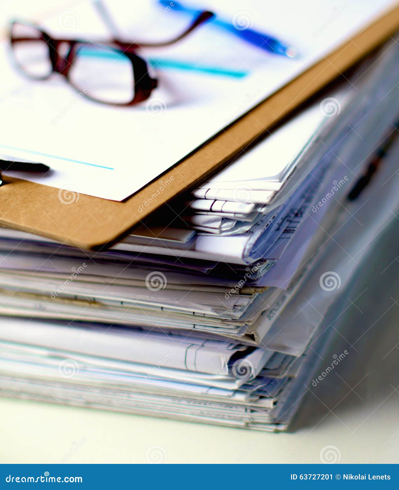 Big Stack of Papers ,documents on the Desk Stock Image - Image of heap ...