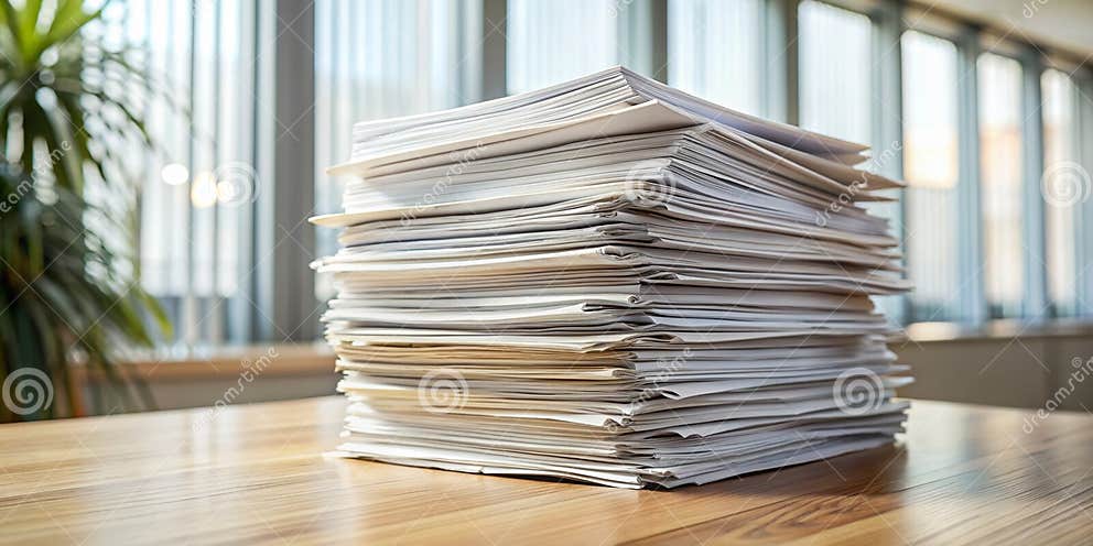 Big Stack of Papers on the Table Generative by AI Stock Illustration ...