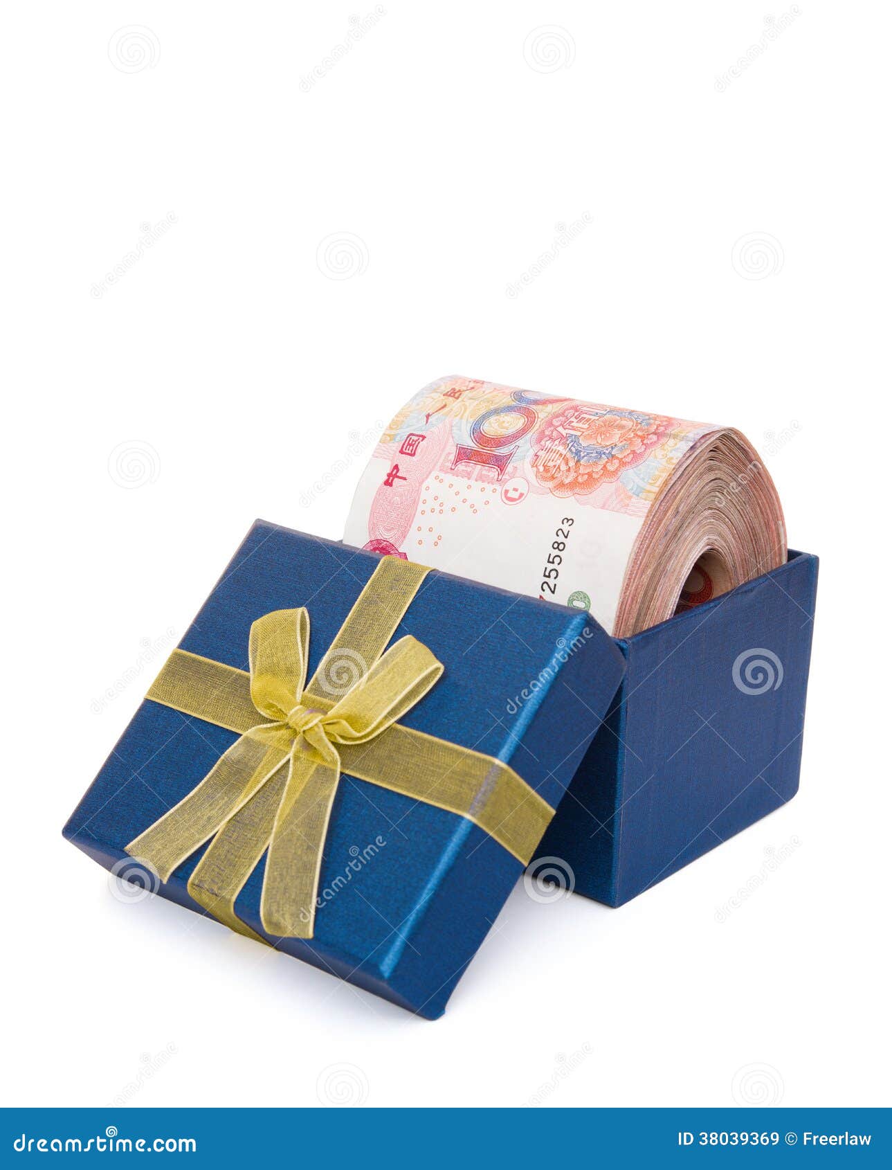 Big Stack of RMB in a Blue Present Box Stock Image - Image of birthday ...