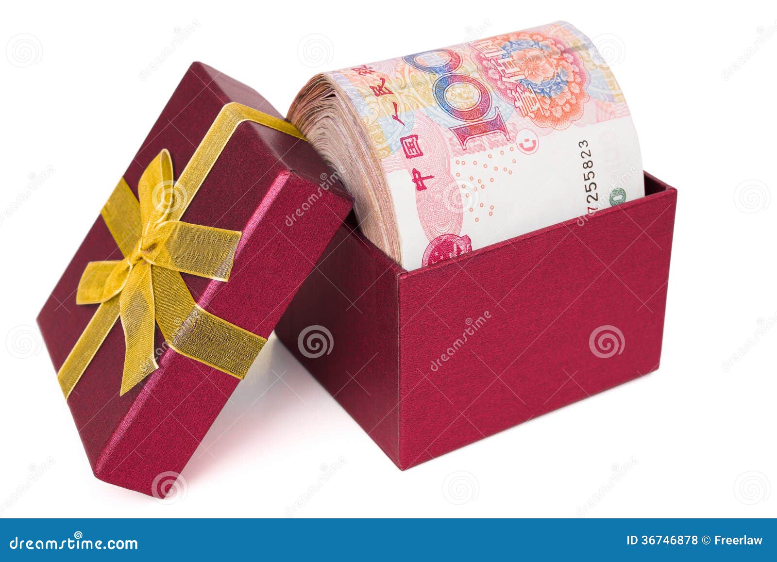 Big Stack of RMB in a Red Present Box Stock Photo - Image of stack ...