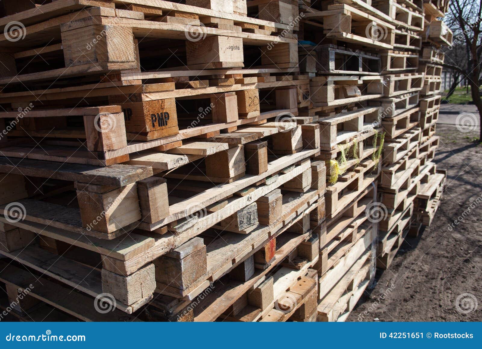 The Big Stack of Wooden Cargo Pallets Stock Image - Image of ...