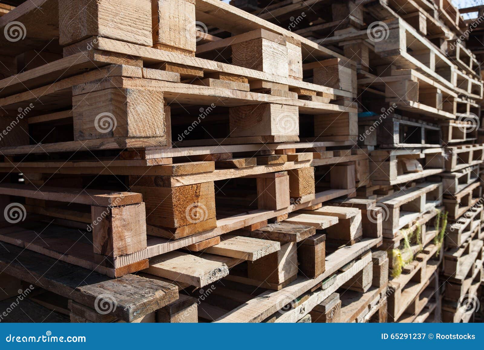 The Big Stack of Wooden Cargo Pallets Stock Image - Image of packaging ...