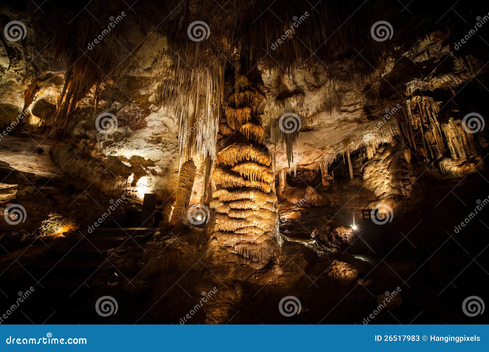 Big Stalagmite Column Formations in the Cave Stock Image - Image of ...