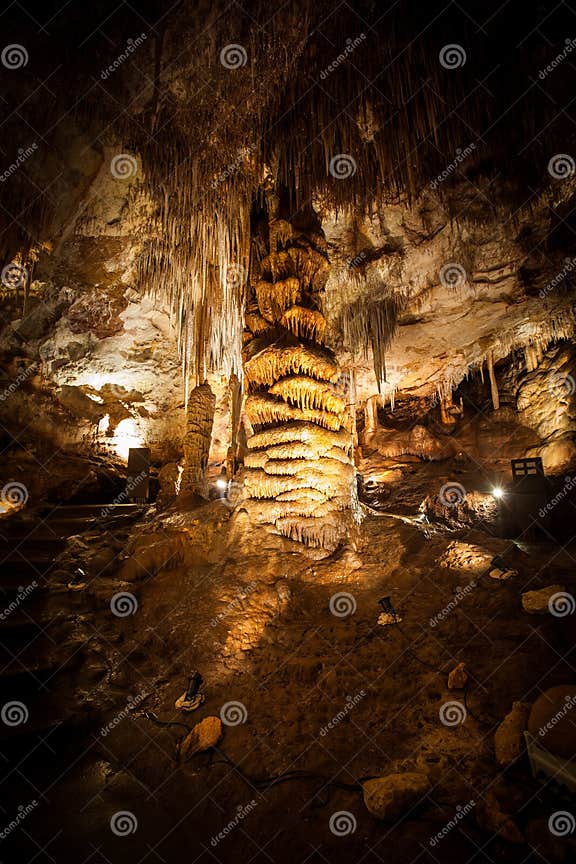 Big Stalagmite Column Formations in the Cave Stock Photo - Image of ...