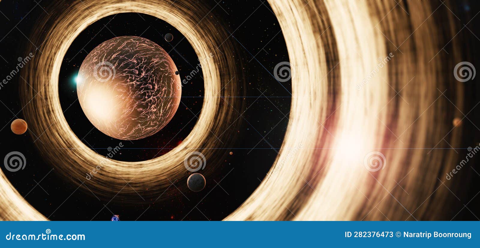 Big Stars With Light Rings Deep Space Nebula And Galaxy Galaxy And ...