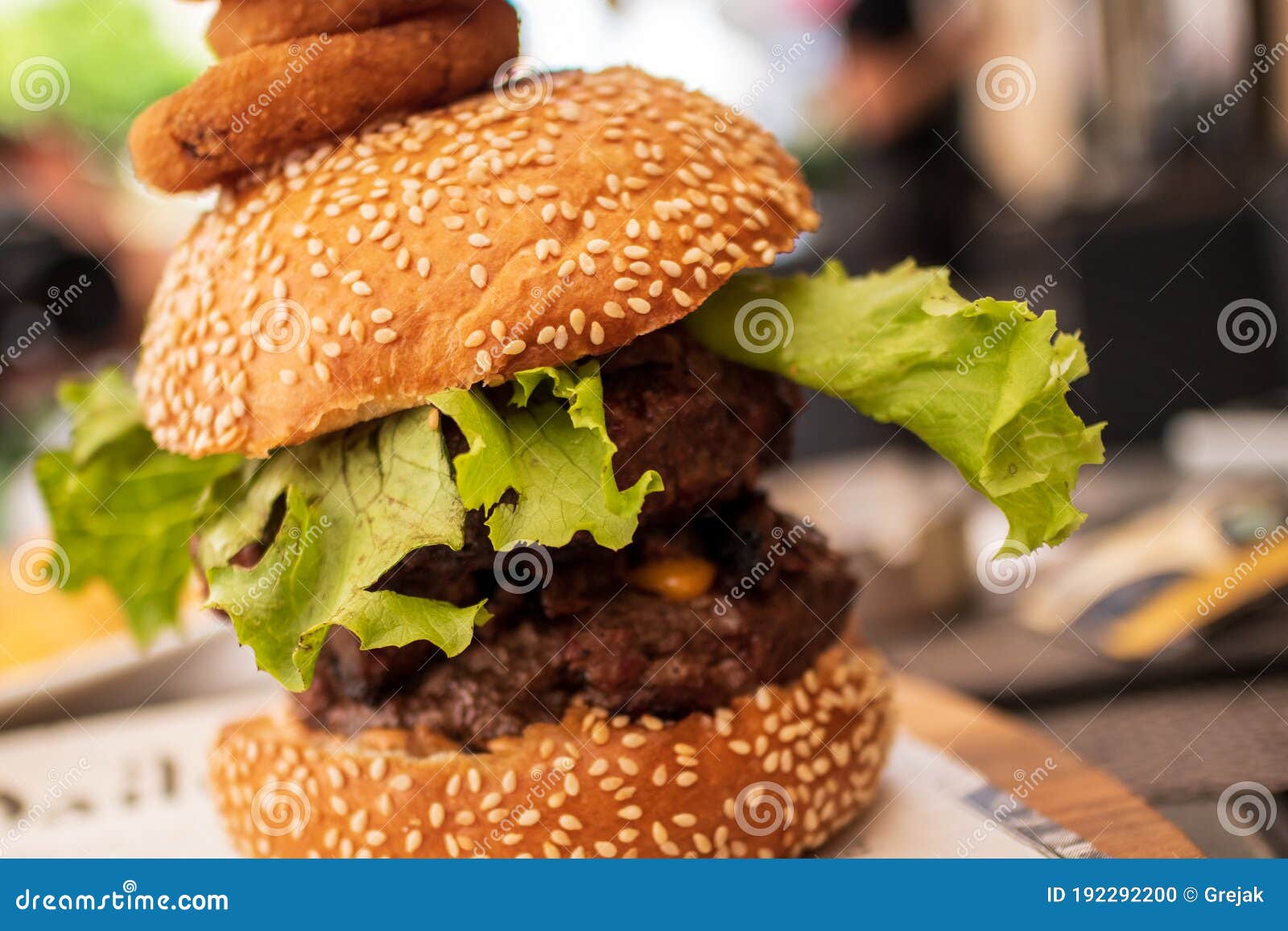 Big Steak Burger stock photo. Image of lunch, ketchup - 192292200