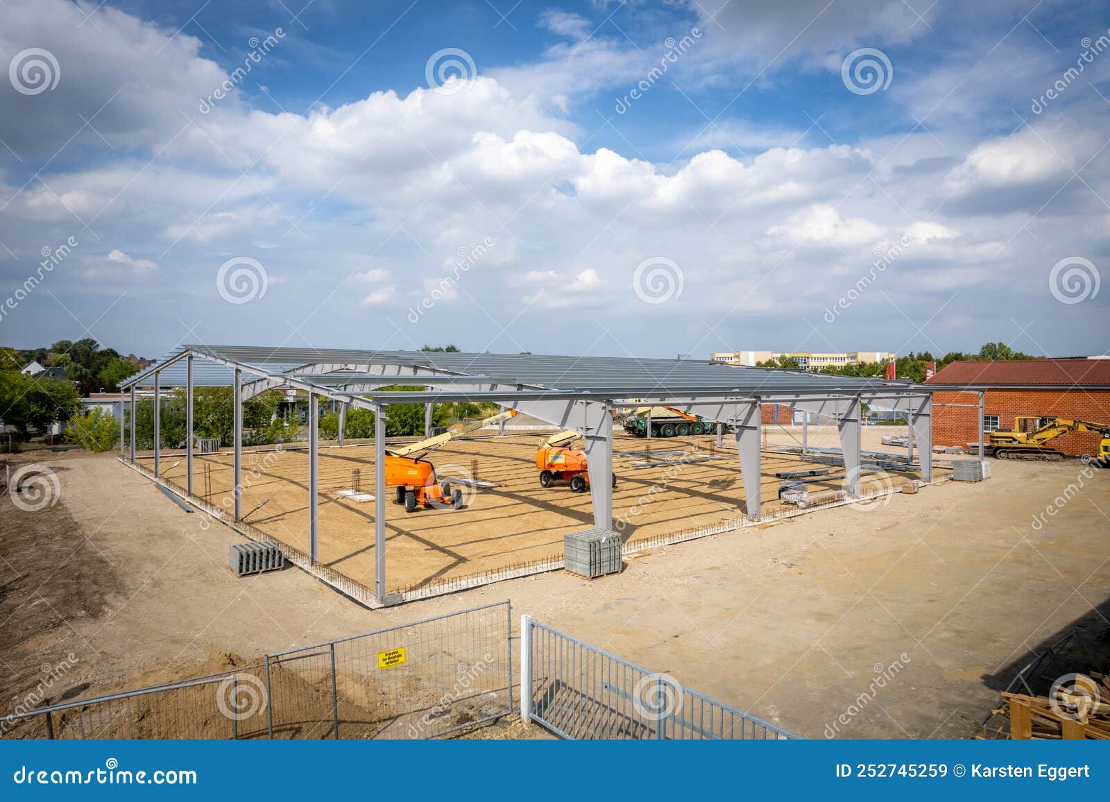 A Big Steel Scaffold for a Warehouse is Erected on a Construction Site ...
