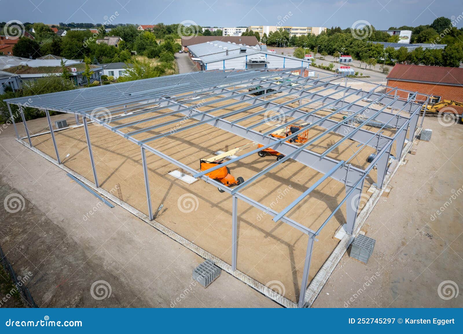 A Big Steel Scaffold for a Warehouse is Erected on a Construction Site ...