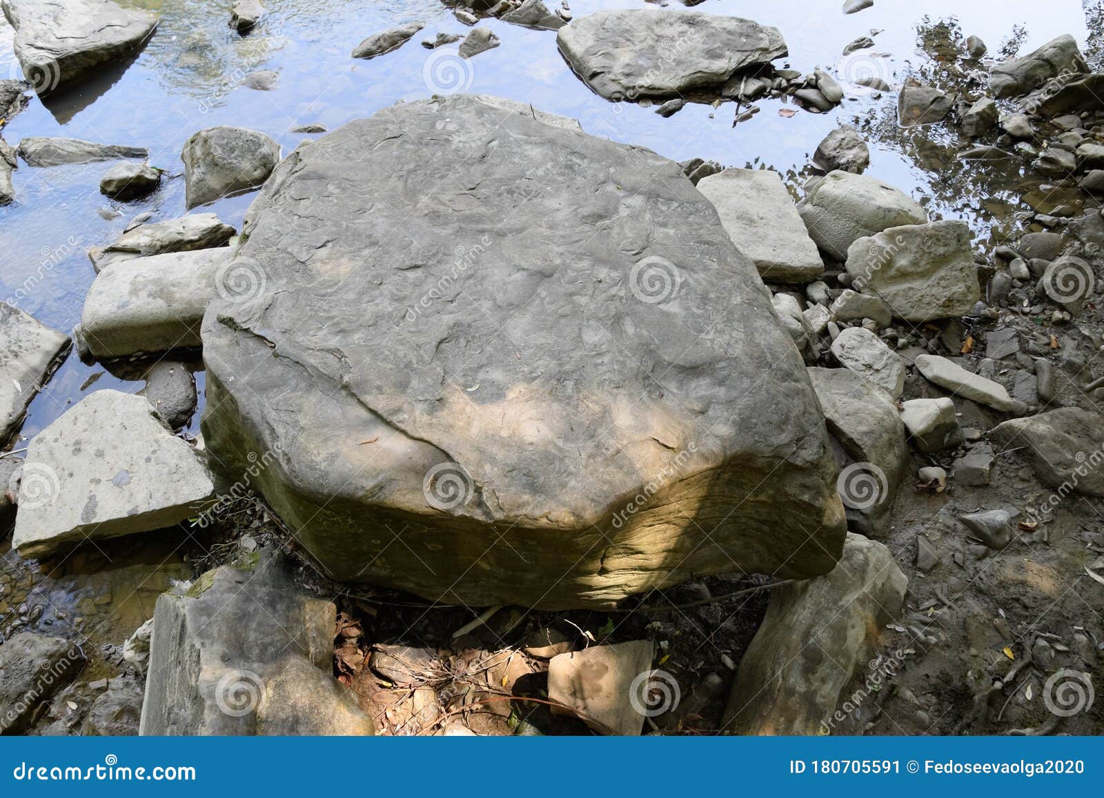 Big Stone on the Bank of Mountain River. the River in Shapsug Stock ...