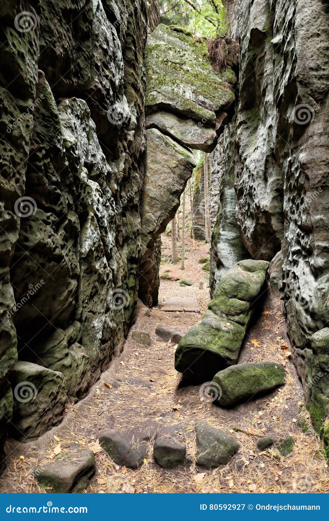 Big Stone Block between Rocks Stock Image - Image of autumn, czech ...