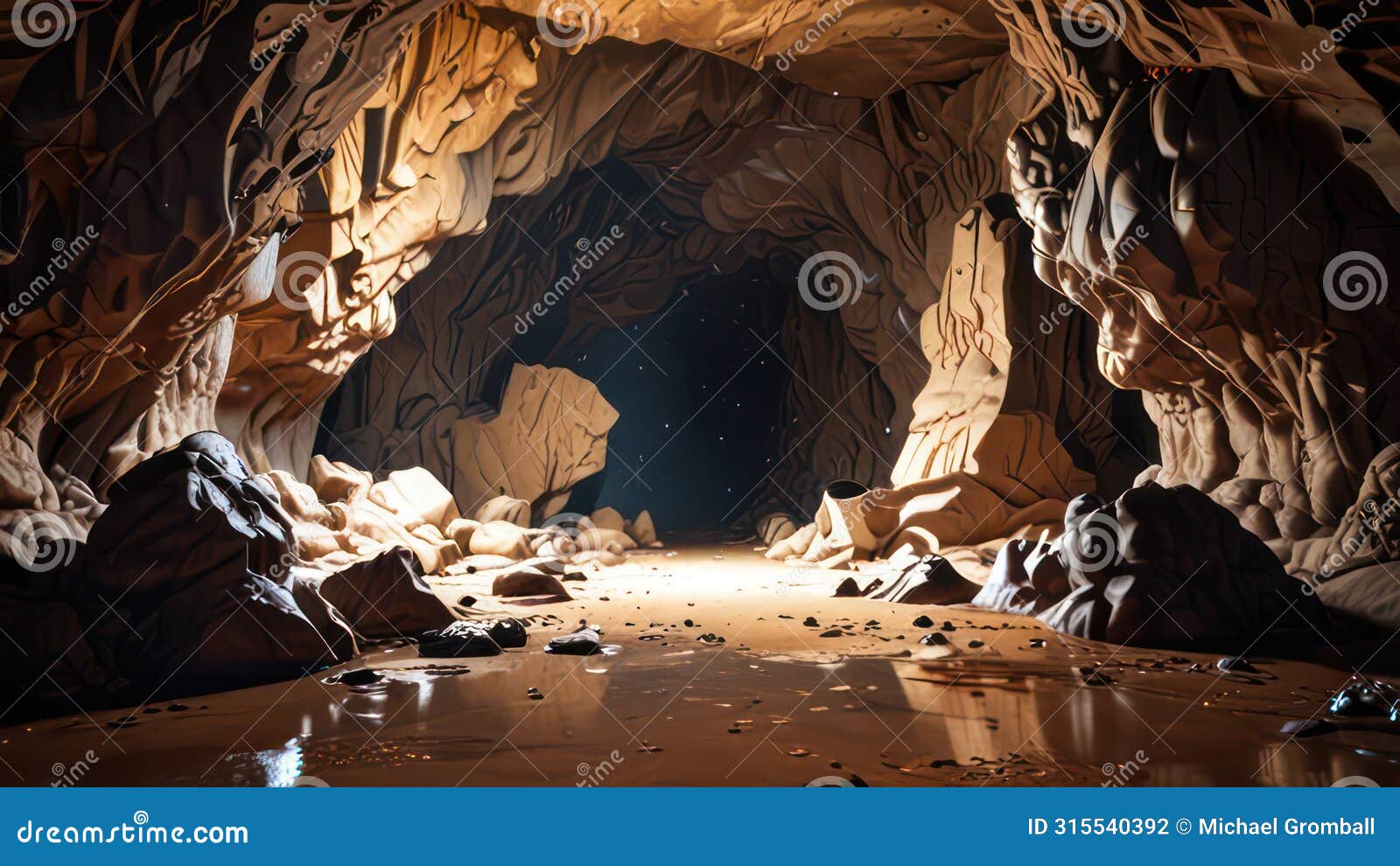 Big Stone Cave with Rocks Created with Generative AI. Natural Landscape ...