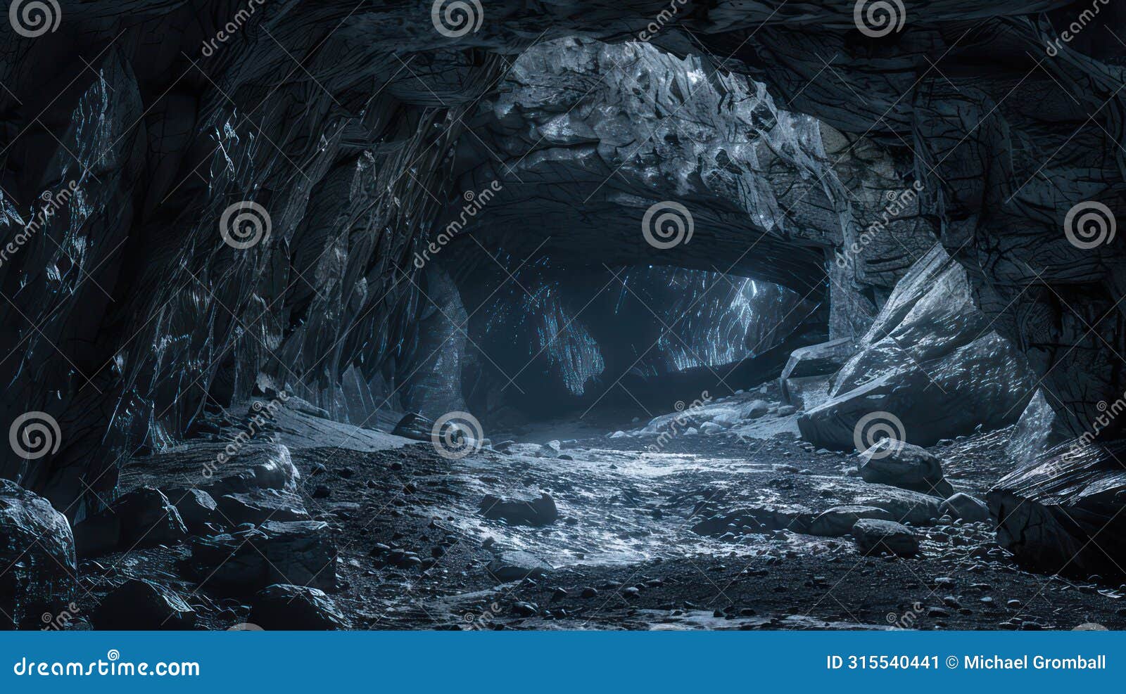 Big Stone Cave with Rocks Created with Generative AI. Natural Landscape ...