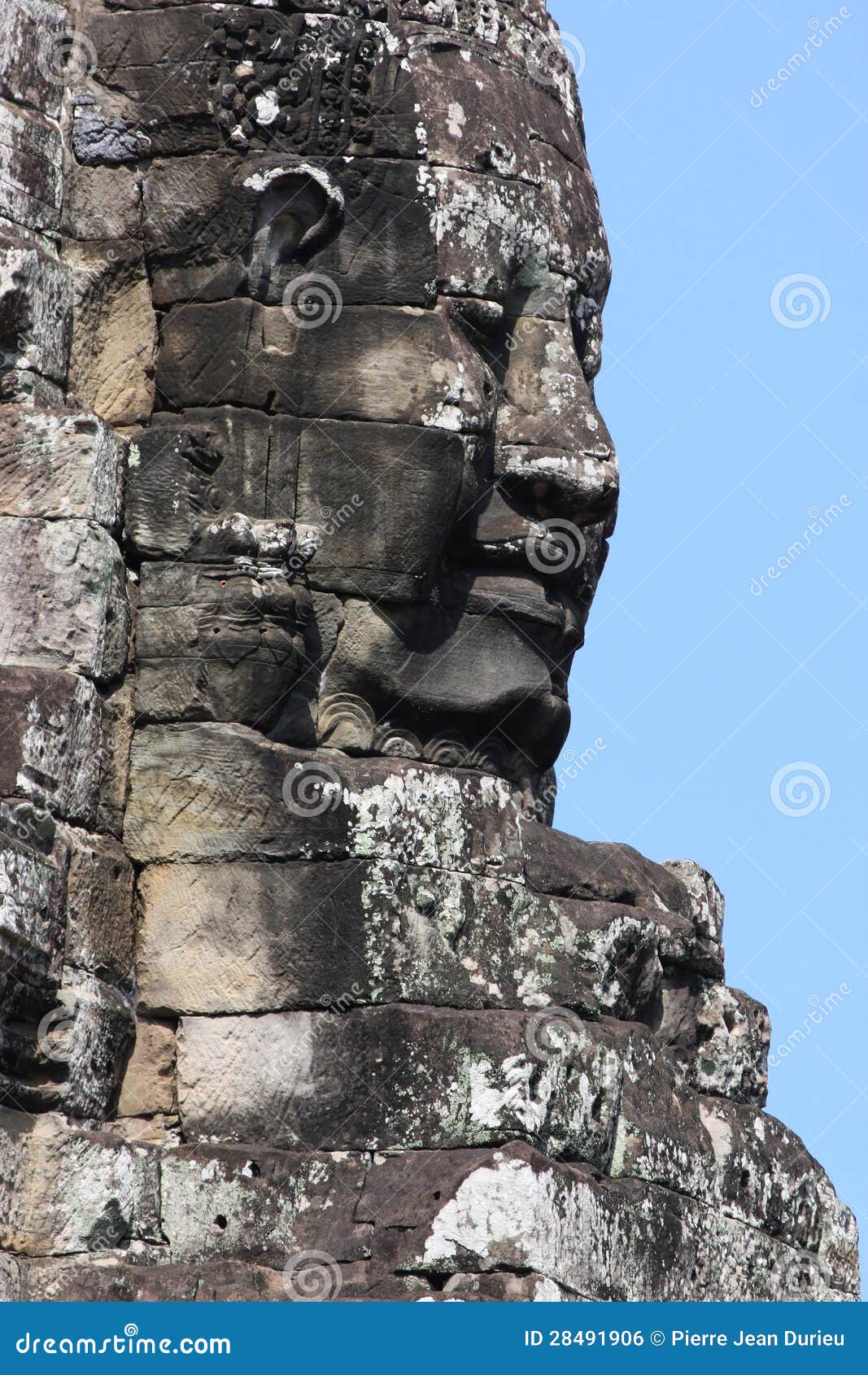Big Stone Faces of Bayon Temple in Angkor Stock Photo - Image of ...
