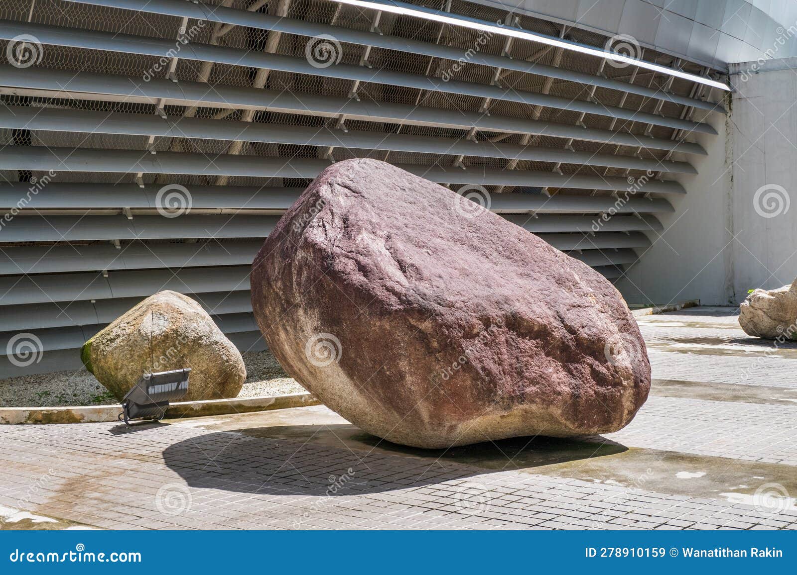 Big Stone Granite Block at City ,Modern Architecture Stock Image ...