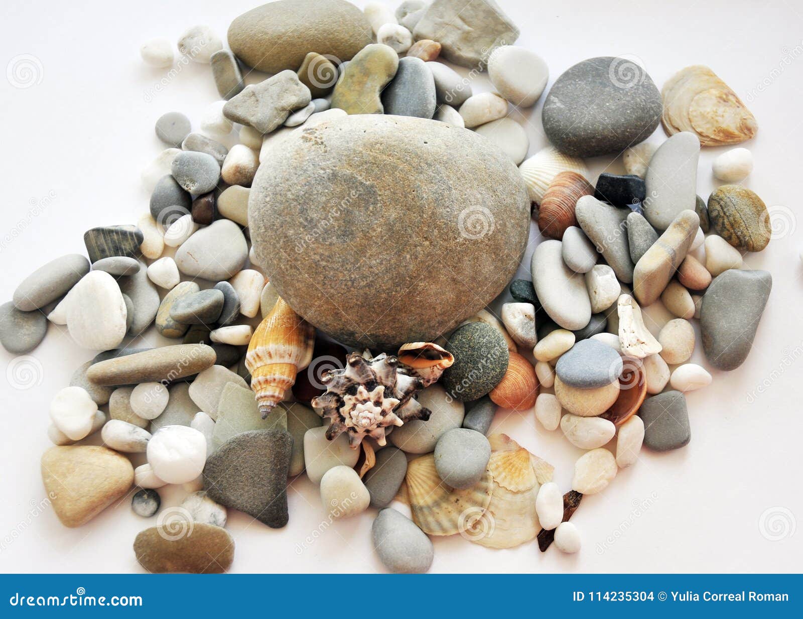 Big Stone and Pebbles on the Table Stock Photo - Image of background ...