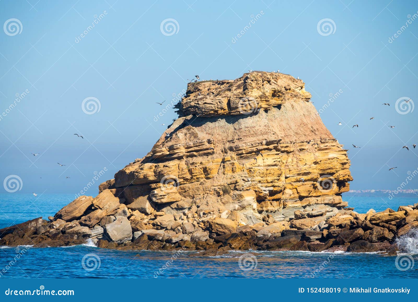 Big Stone Rock in the Sea Off the Coast Stock Image - Image of rock ...