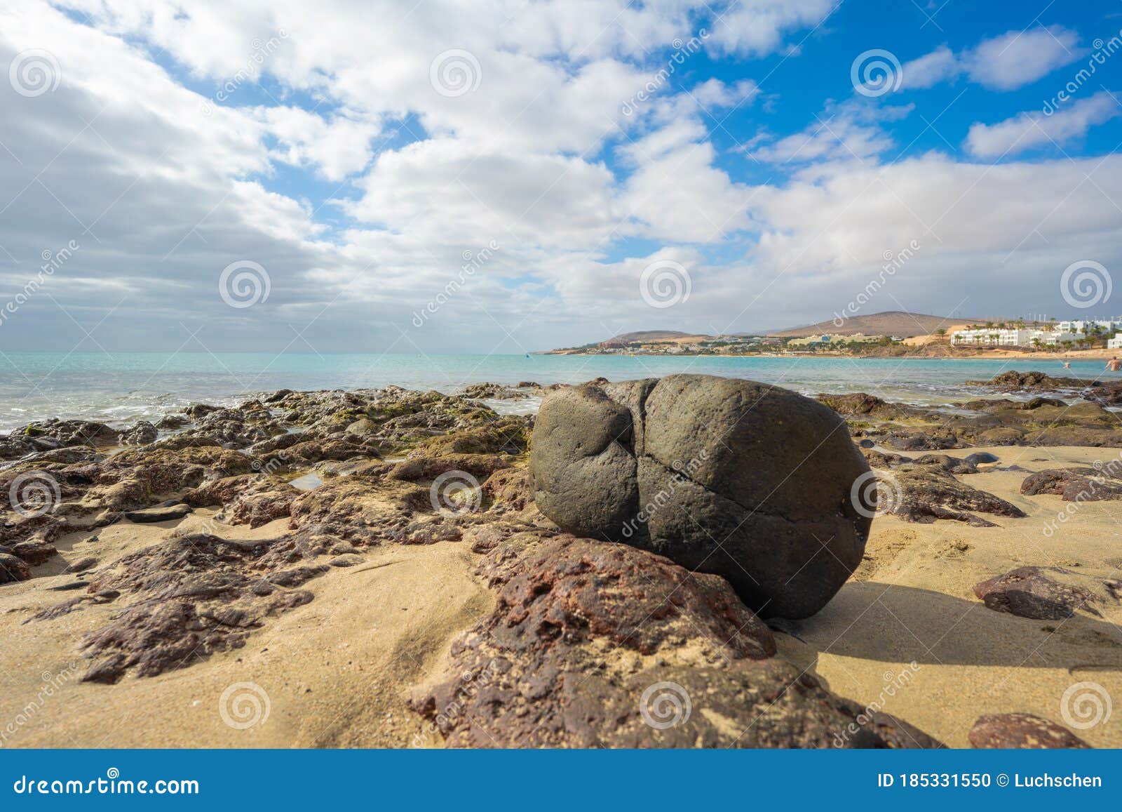 Big Stone on a Sandy Beach Near the Sea Stock Photo - Image of stone ...