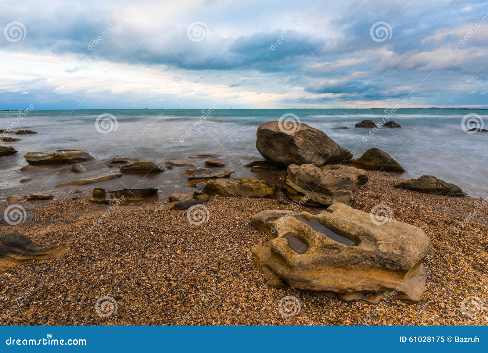 Big stone on seashore stock image. Image of rocks, seashore - 61028175